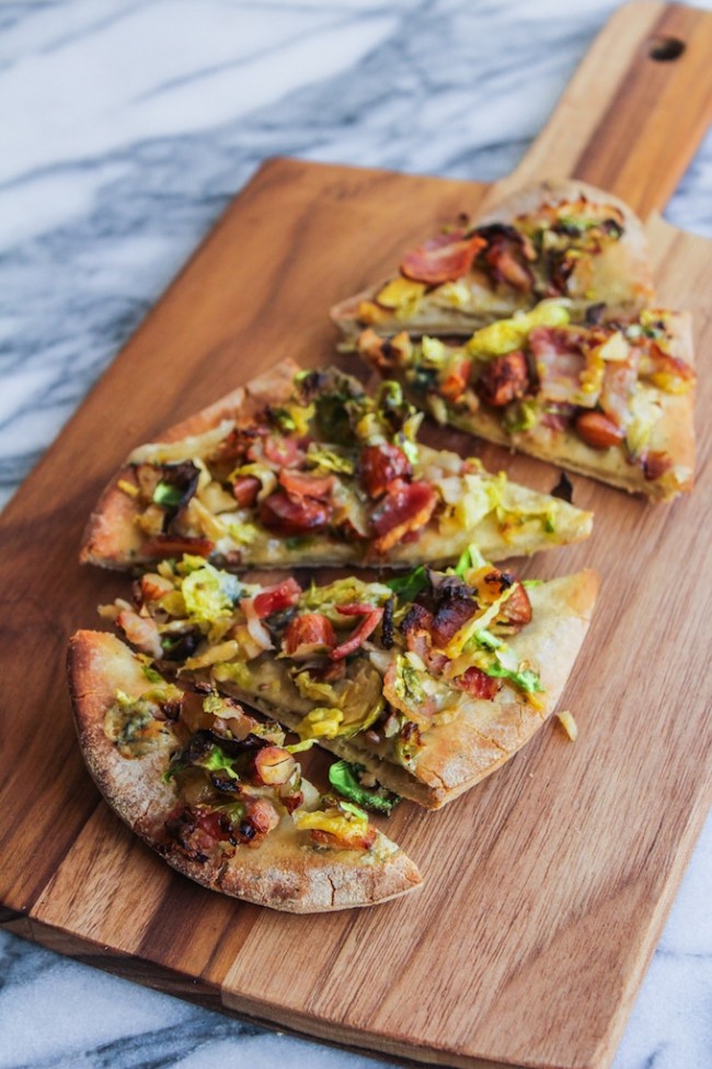 Bacon Brussels and Blue Cheese Flatbread - A Saucy Kitchen