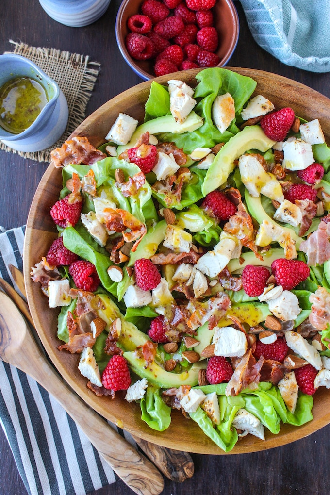 Chicken Avocado & Raspberry Salad - A Saucy Kitchen