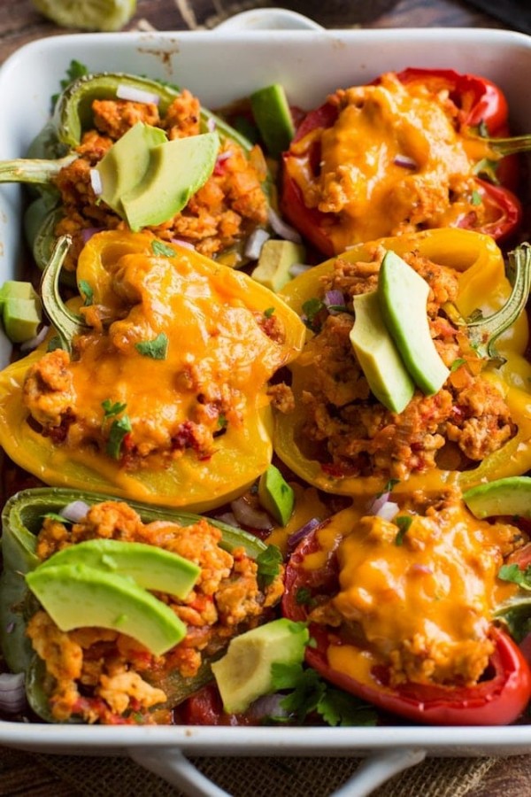 Taco Stuffed Peppers (Paleo/Whole Option) - A Saucy Kitchen