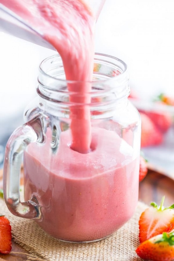 Healthy Strawberry Shake (With Hidden Veg) - A Saucy Kitchen