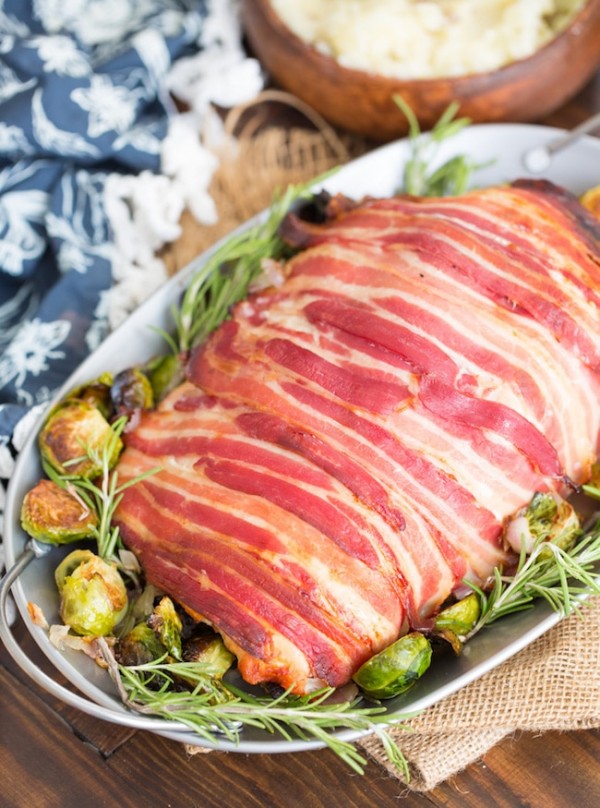 Roasted Bacon Turkey Roulade & Fig Sausage Stuffing - A Saucy Kitchen