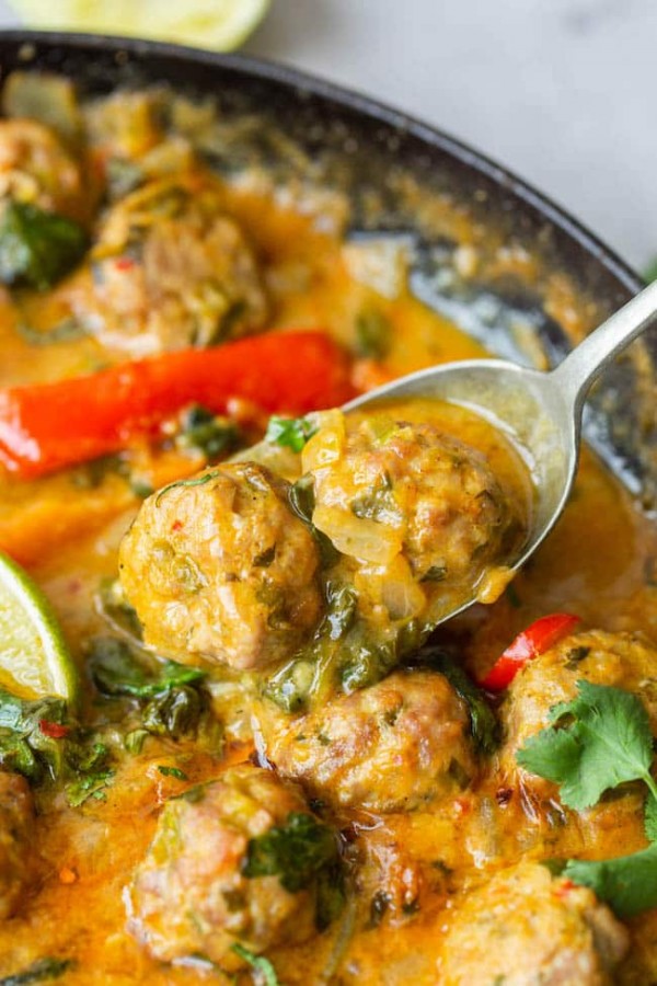 Coconut Curry Chicken Meatballs - A Saucy Kitchen