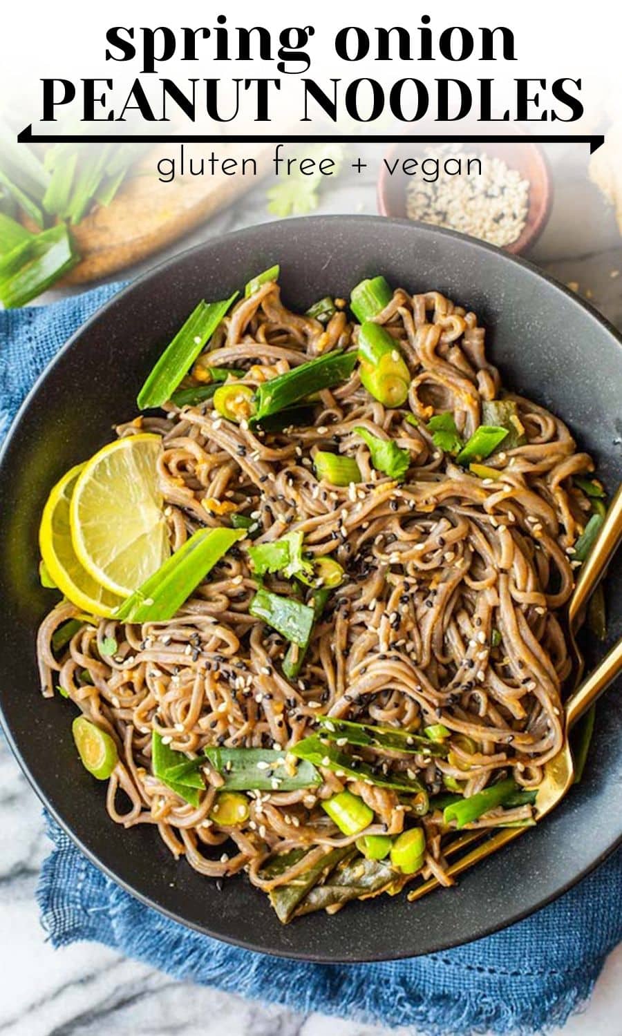 Spring Onion Peanut Noodles - A Saucy Kitchen