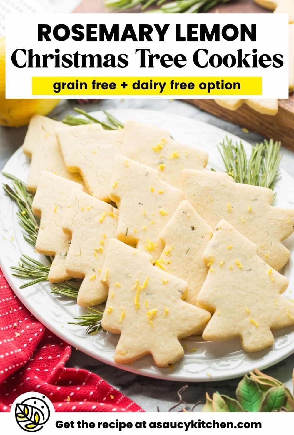 Rosemary Lemon Christmas Tree Cookies - A Saucy Kitchen