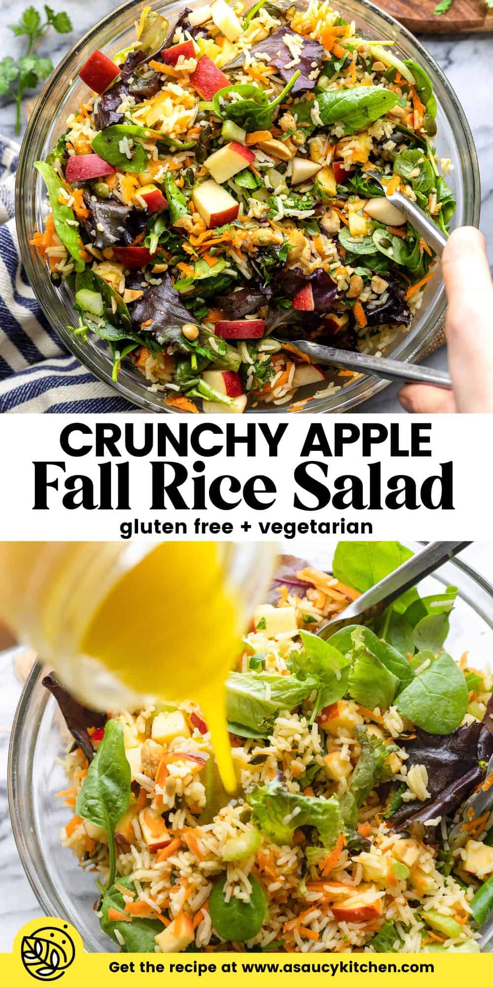 Crunchy Fall Rice Salad with Honey Apple Cider Vinaigrette - A Saucy ...