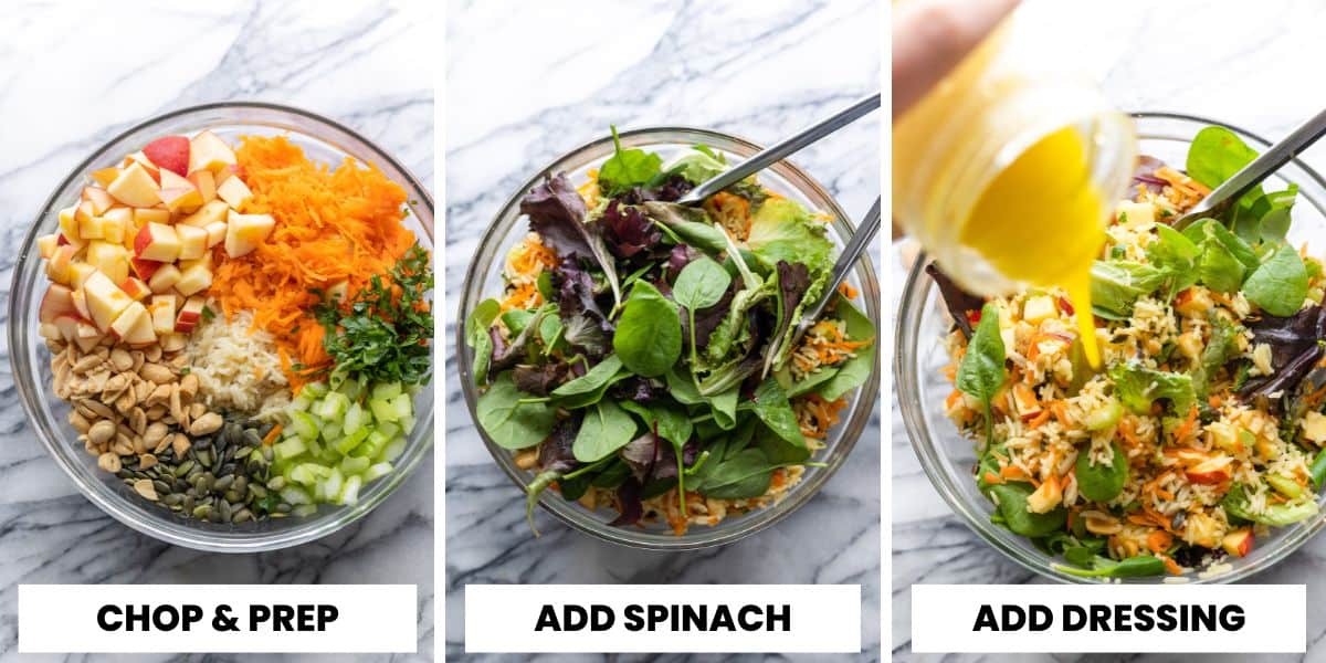 Crunchy Fall Rice Salad with Honey Apple Cider Vinaigrette - A Saucy ...