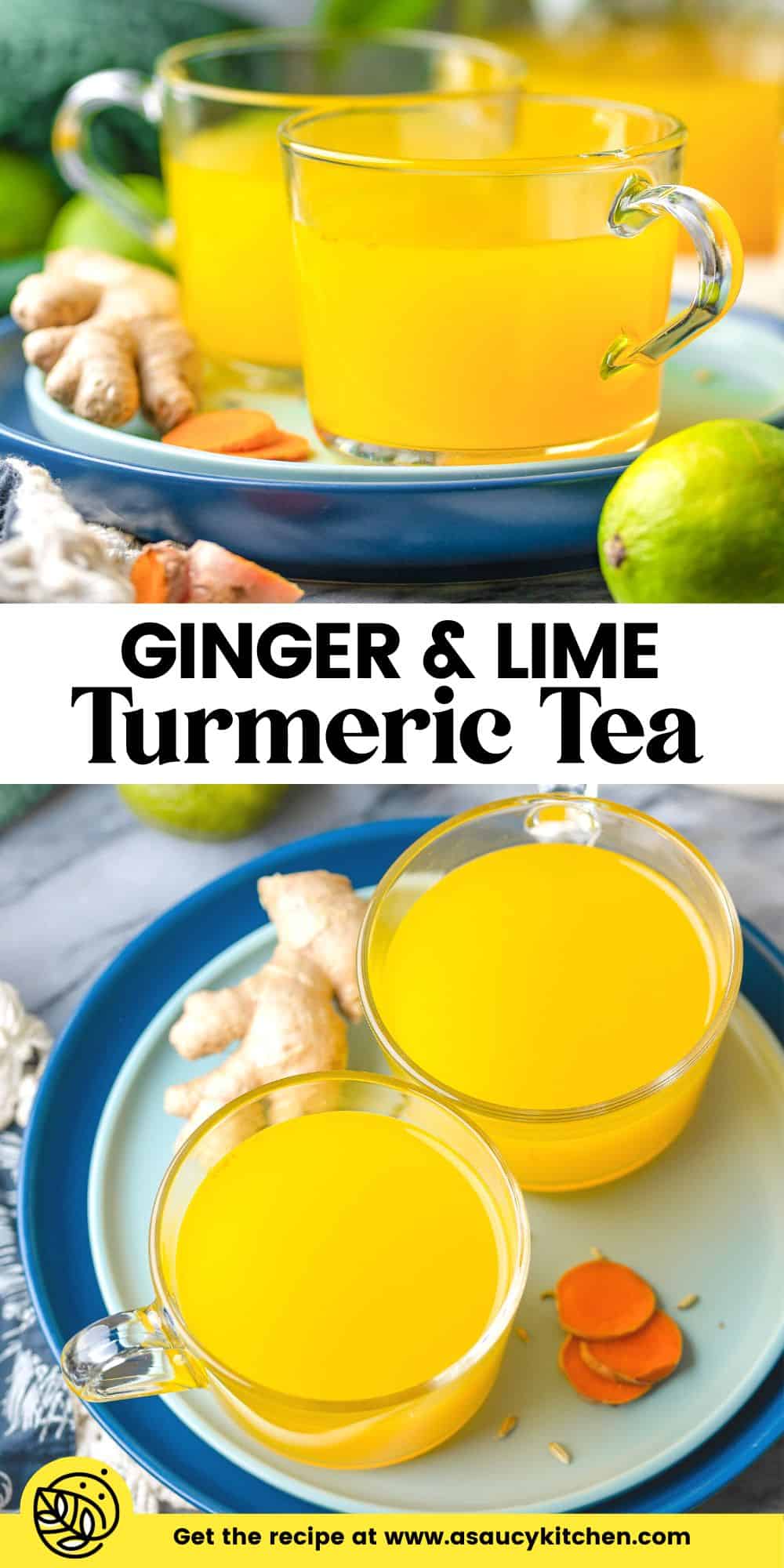 Ginger Turmeric Tea with Lime - A Saucy Kitchen