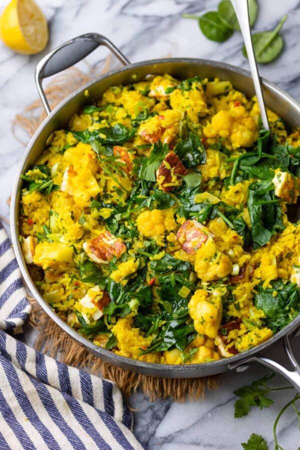 Curry Rice with Cauliflower and Halloumi - A Saucy Kitchen