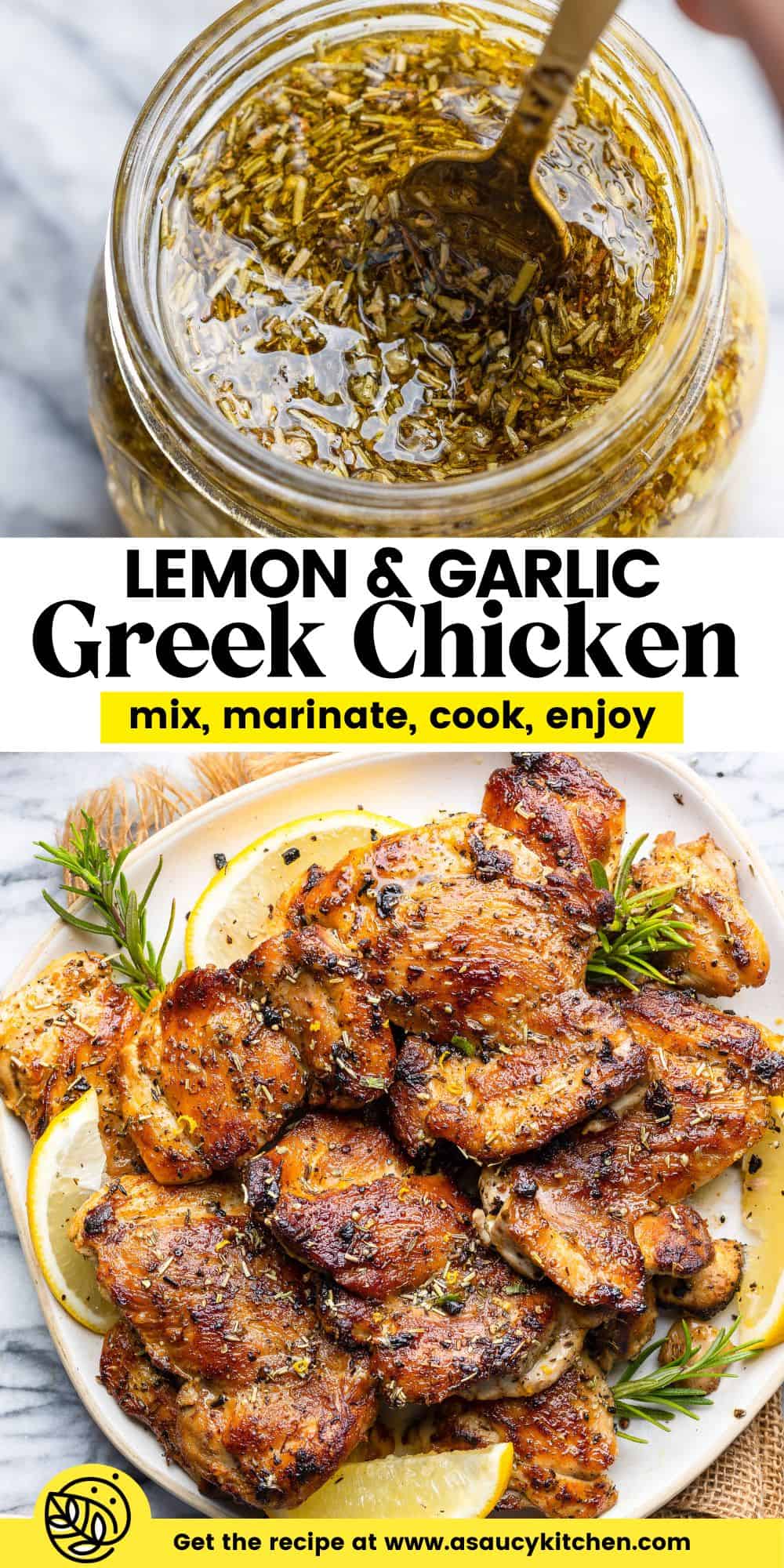 Lemon & Garlic Greek Marinated Chicken - A Saucy Kitchen