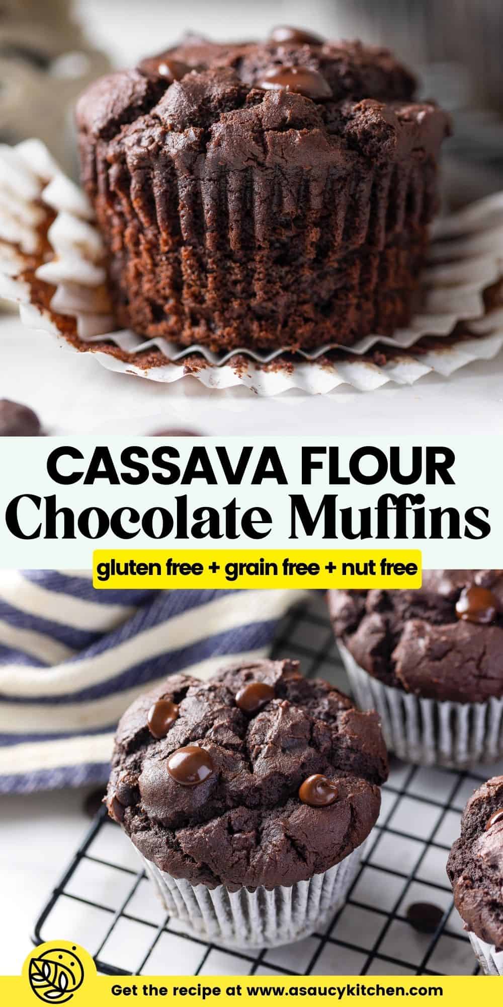 Double Chocolate Cassava Muffins (GF) - A Saucy Kitchen