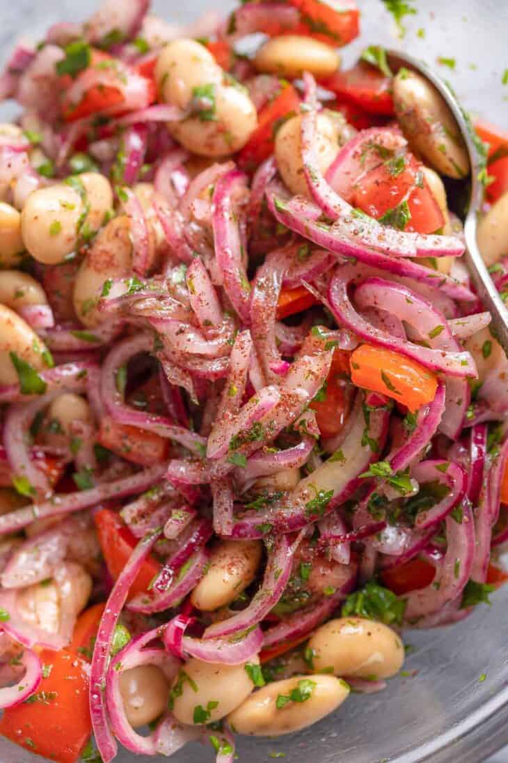 Piyaz (Turkish White Bean Salad) - A Saucy Kitchen