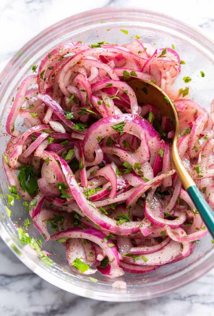 Sumac Onions (Turkish Onion Salad) - A Saucy Kitchen