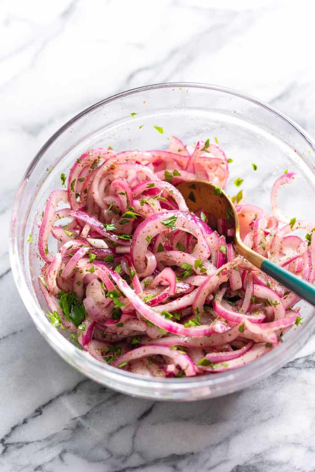 Sumac Onions (Turkish Onion Salad) - A Saucy Kitchen
