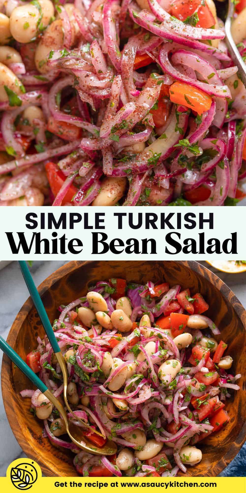 Piyaz (Turkish White Bean Salad) - A Saucy Kitchen