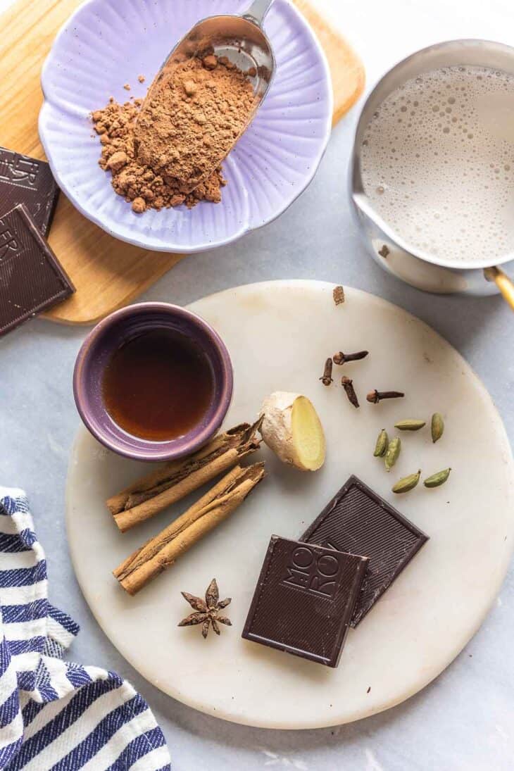 Chai Spiced Hot Chocolate - A Saucy Kitchen