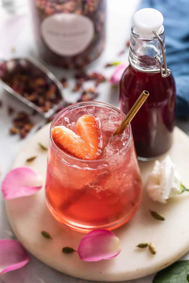 Sparkling Cardamom Rose Mocktail - A Saucy Kitchen