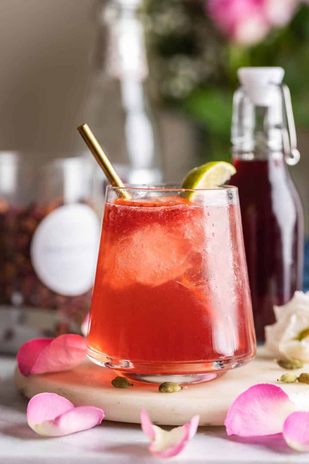 Sparkling Cardamom Rose Mocktail - A Saucy Kitchen