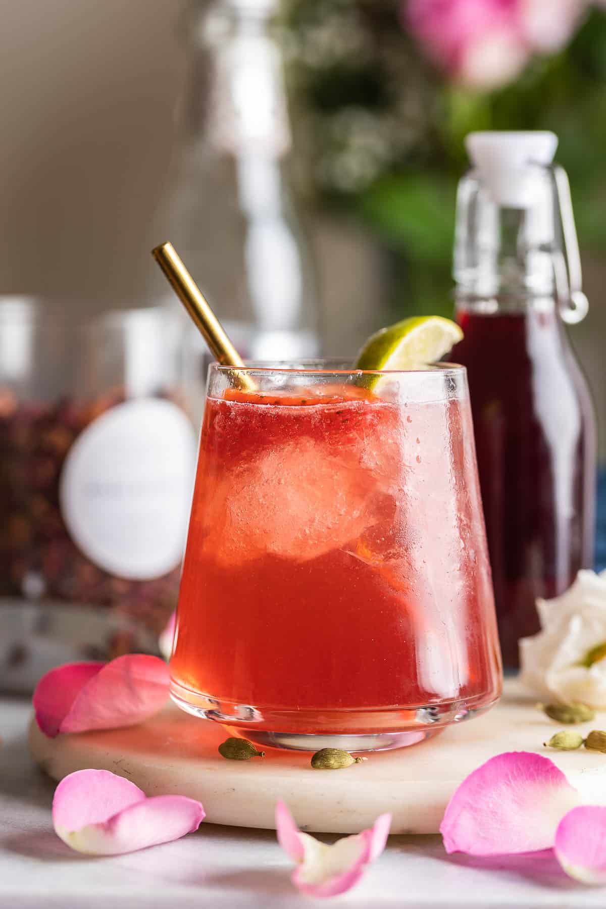 Sparkling Cardamom Rose Mocktail - A Saucy Kitchen