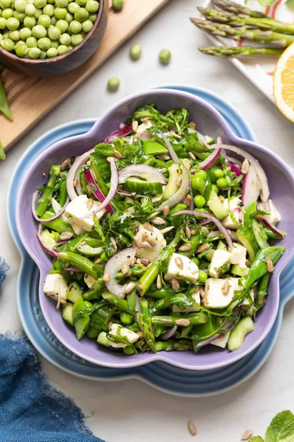 Crunchy Spring Greens Salad - A Saucy Kitchen