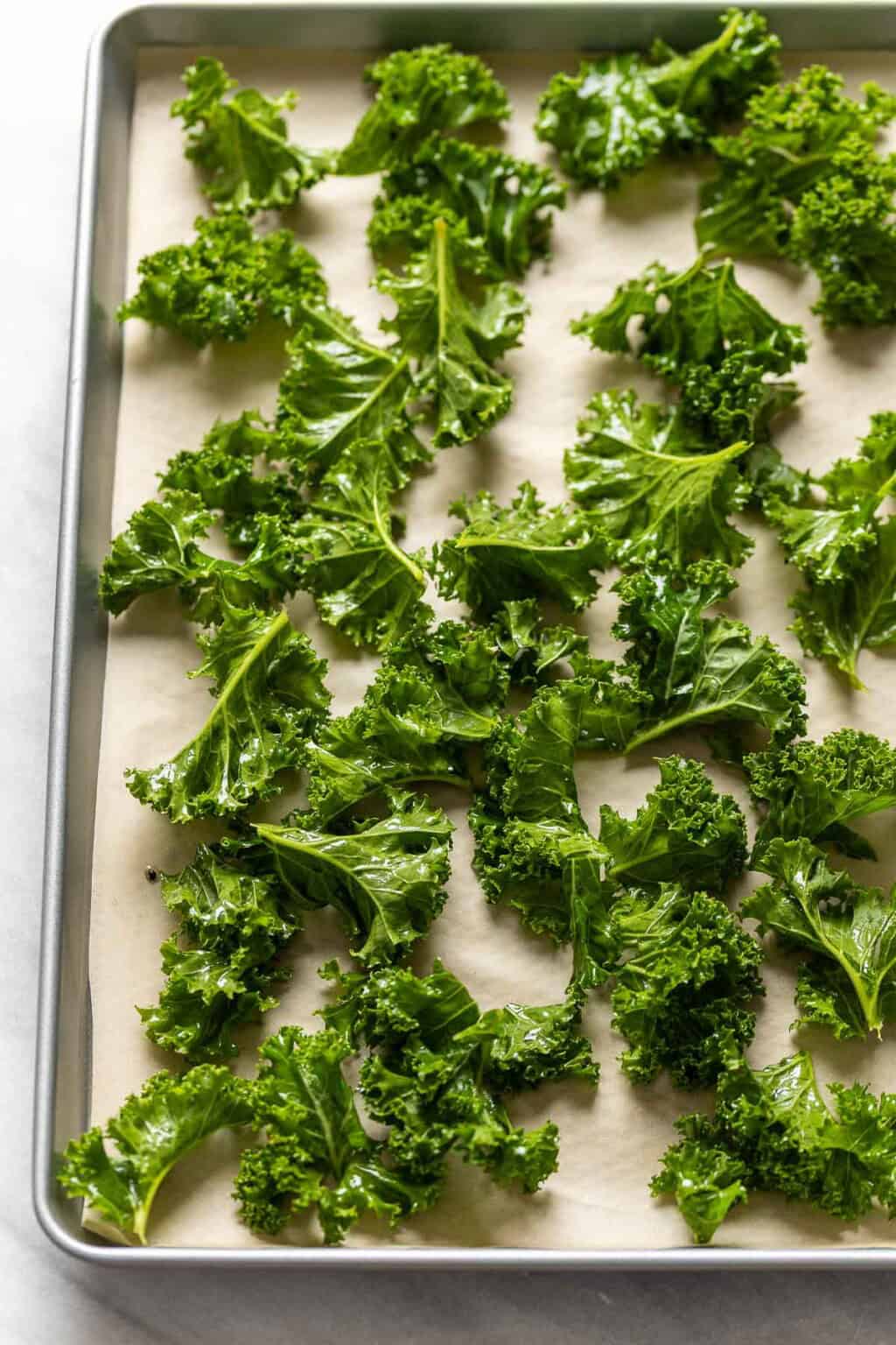 Crispy Baked Kale Chips - A Saucy Kitchen